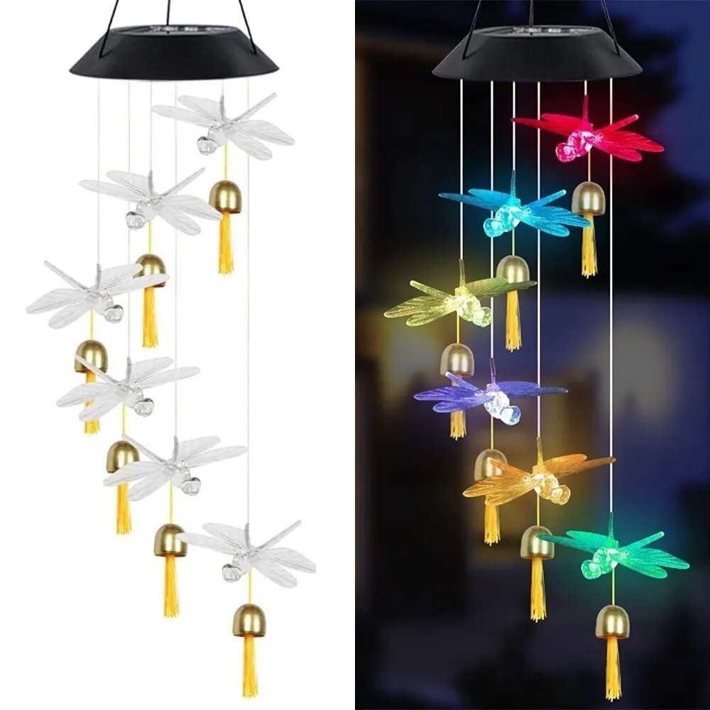 Уличный светильник на солнечной батарее, 1.2W, dragonfly, RGB, IP65, 72см