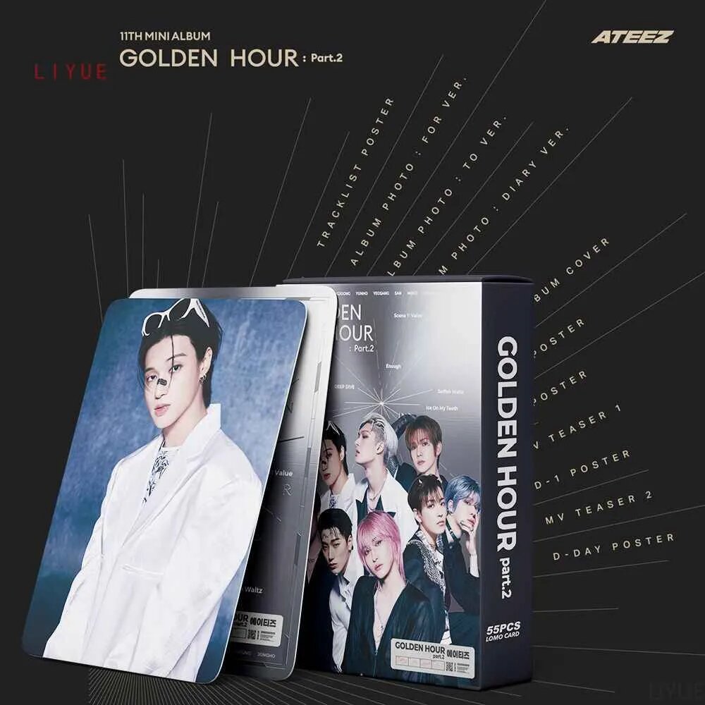 ATEEZ 55pss LOMO Cards GOLDEN Hour Part 2 Фотоальбом 2024 KPOP Merch Vornado Fan Poster PhotoCards MINI FANS Greeting 2025LIYUE