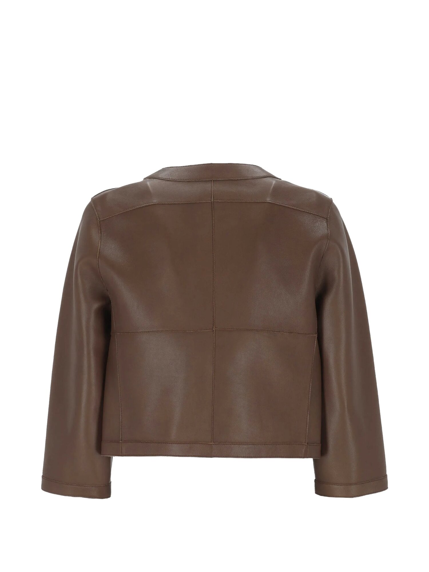 Куртка THE Jackie Leathers Collarless leather jacket, размер 42, brown — фото 1