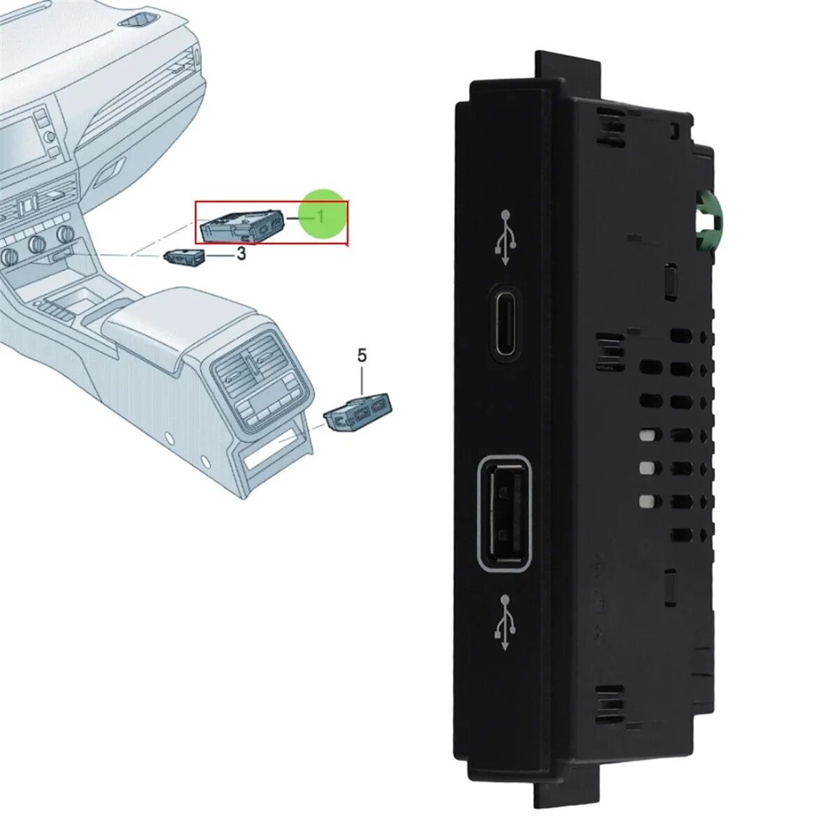 Для VW Tiguan MK2 Viloran USB TYPE-C Plug Armerst USB передняя консоль USB-порты с кабелем 30D 035736