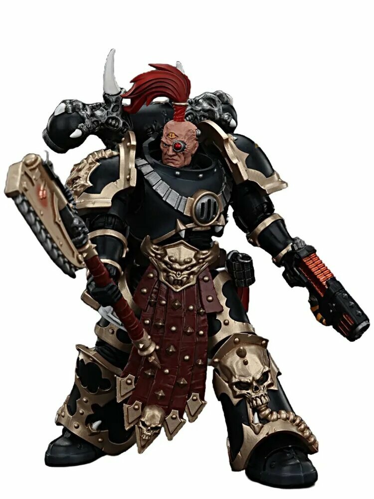 Подвижная фигурка Warhammer 40K JOYTOY 1/18 Chaos Space Marines Black Legion Chosen with Plasma Pistol and Power Axe Подарок модели