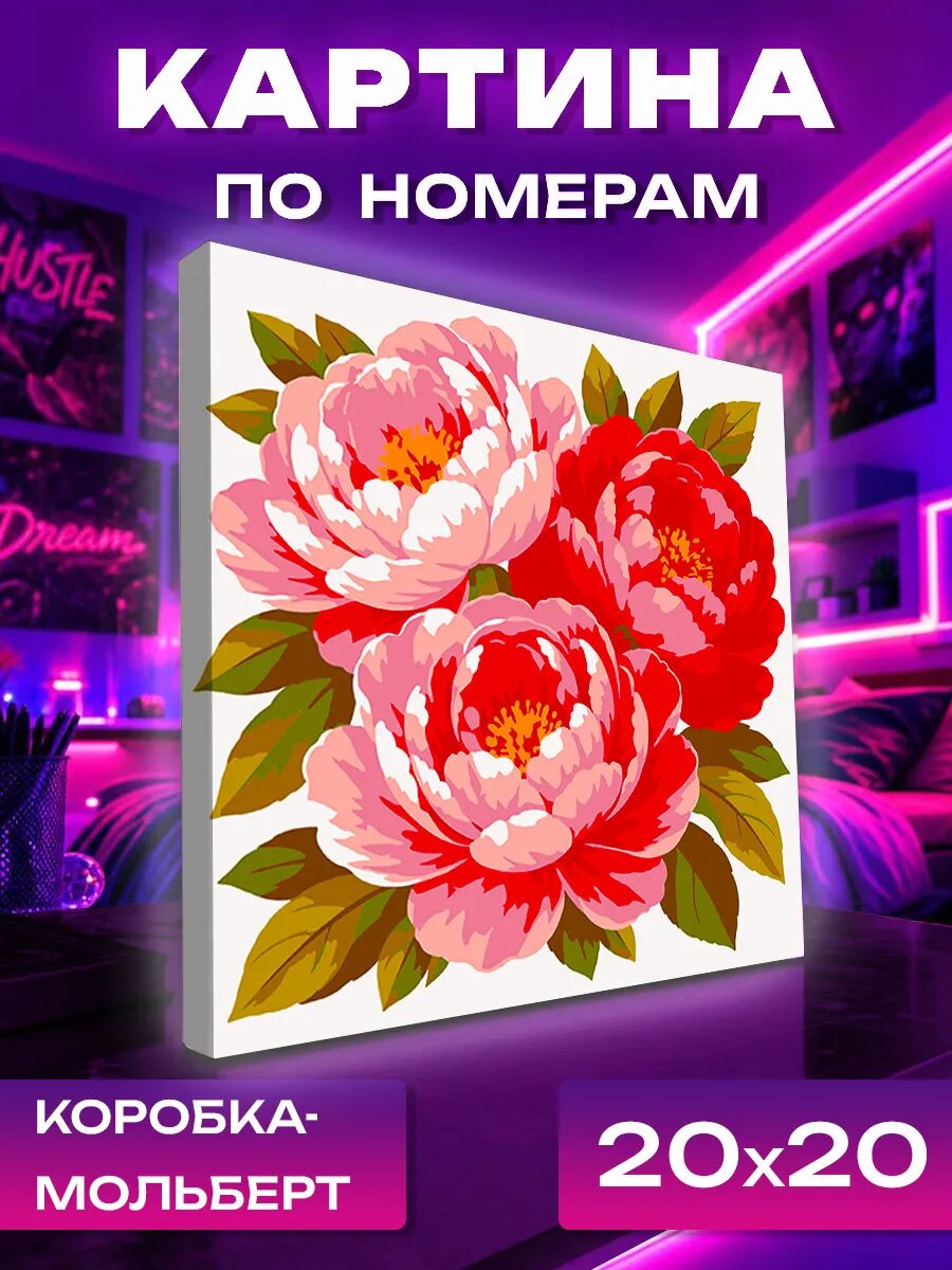 Картина по номерам маленькая Пионы