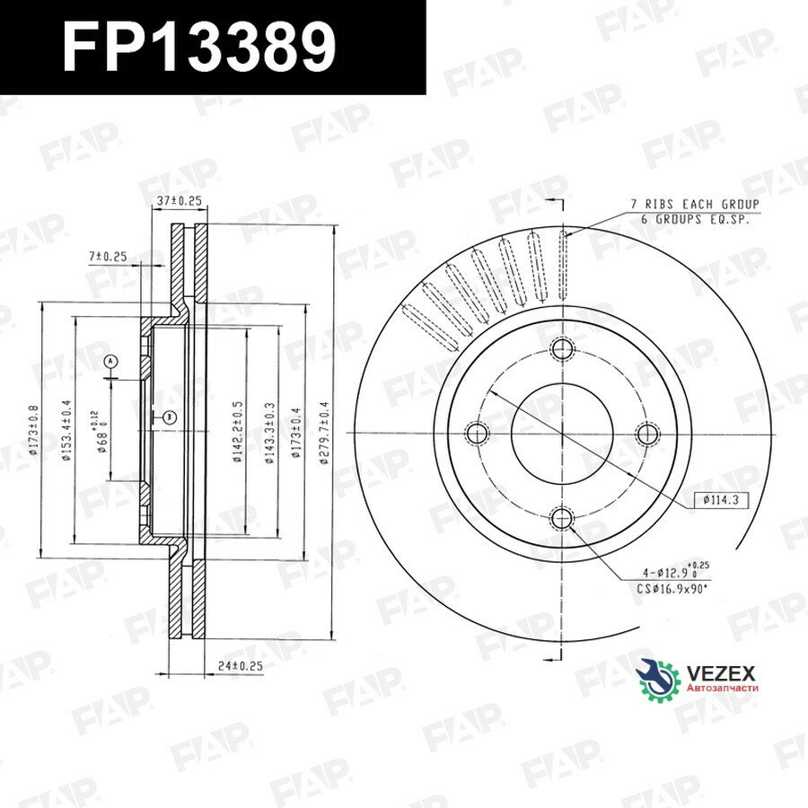 FAP FP13389 Тормозной диск с покрытием GEOMET FP13389