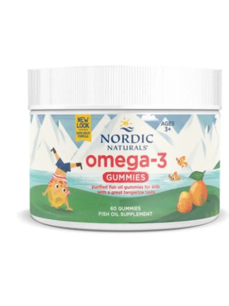Nordic Naturals, омега-3, жевательные таблетки, для детей от 3 лет, со вкусом мандарина, 60 жевательных таблеток (41 мг в 1 таблетке)
