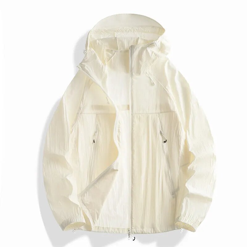 WORDPAST Мужская летняя ветровка из ледяного шелка Белый, 3XL, ivory white