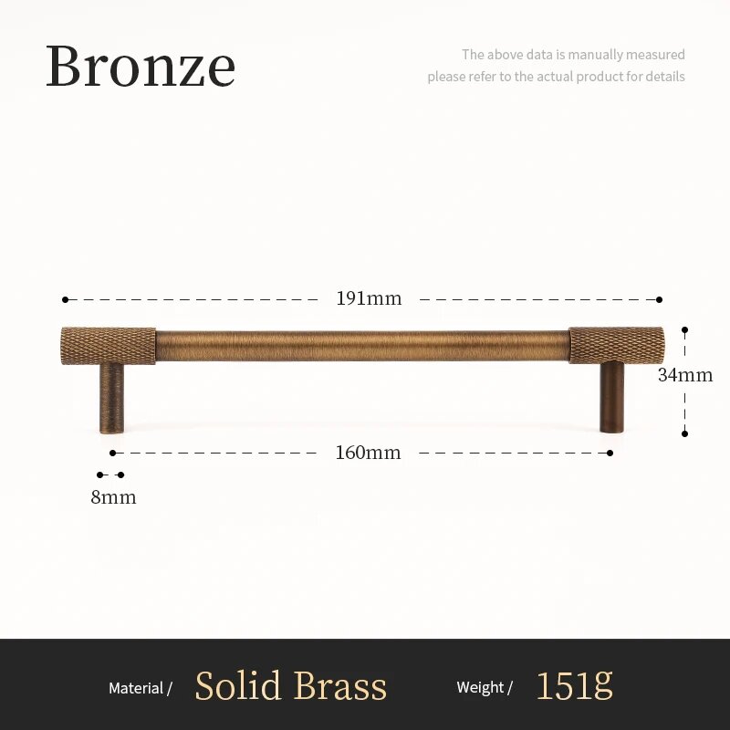 Сантая Ручки для шкафов из латуни, античная латунь Bronze-160mm