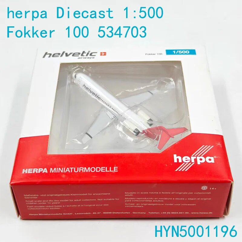 WELLY Модель самолета Fokker 100 1:500