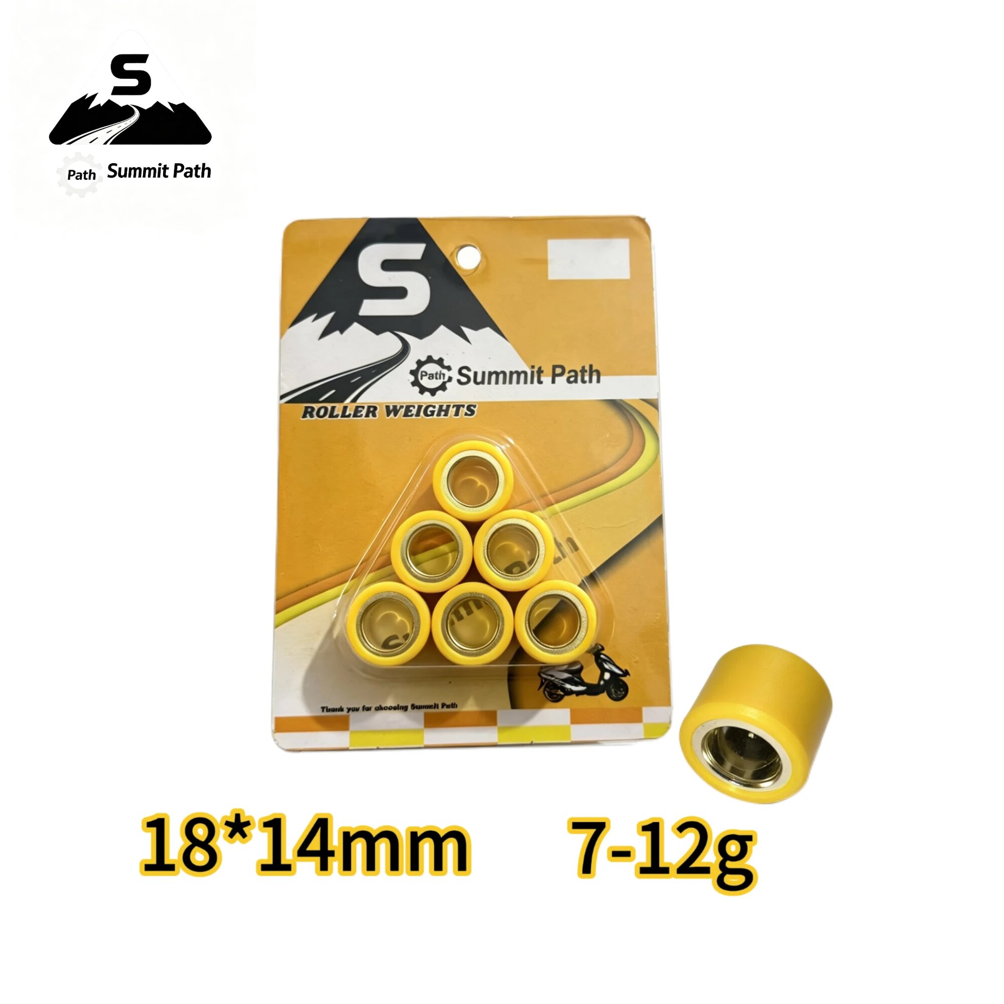 Комплект роликов вариатора 18*14 мм для скутеров BWS125, Cygnus, Majesty, Maxster, X-City, yellow9g