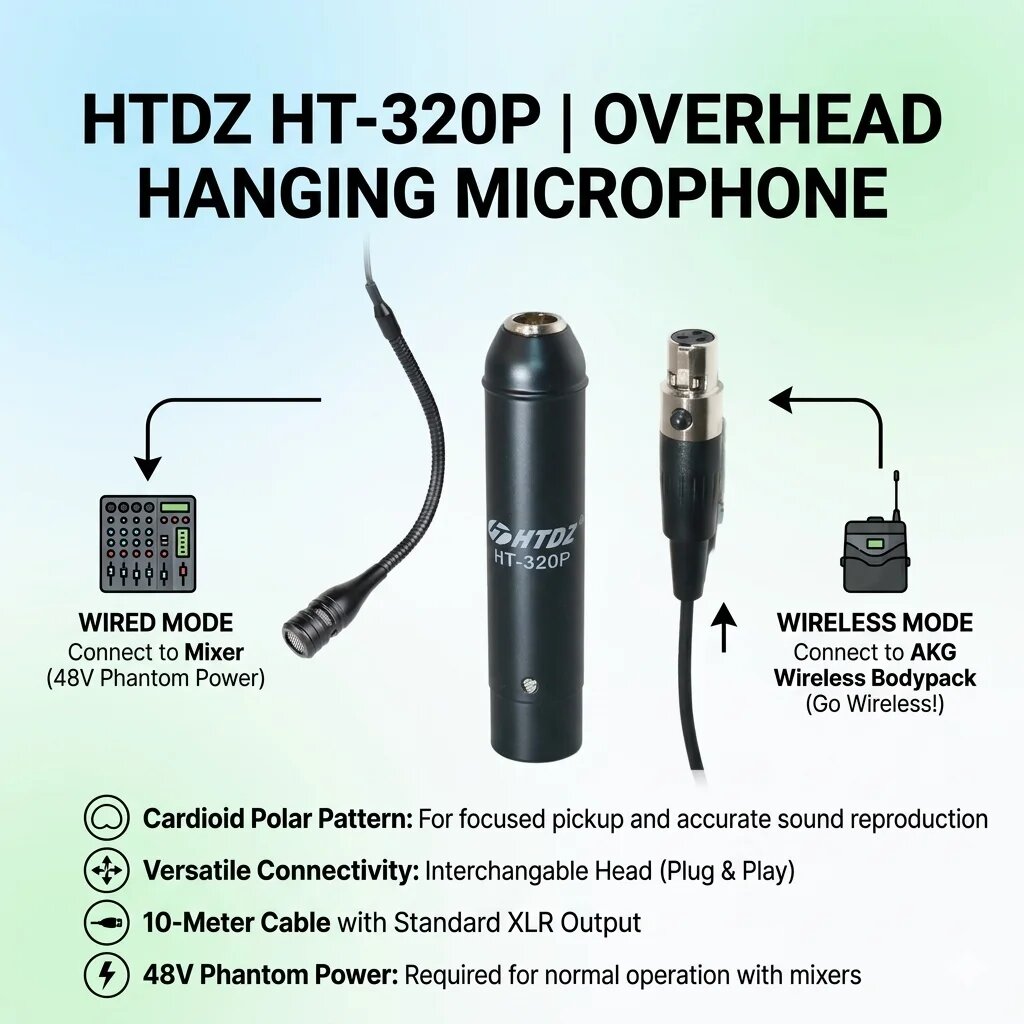 Микрофон затычной кардиоидный HT-339, 3Pin XLR 48V