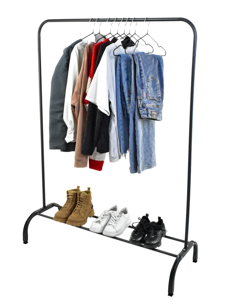 Вешалка напольная GOODSEE металлическая с подставкой для обуви, 1 перекладина 1100 мм, нагрузка 40 кг