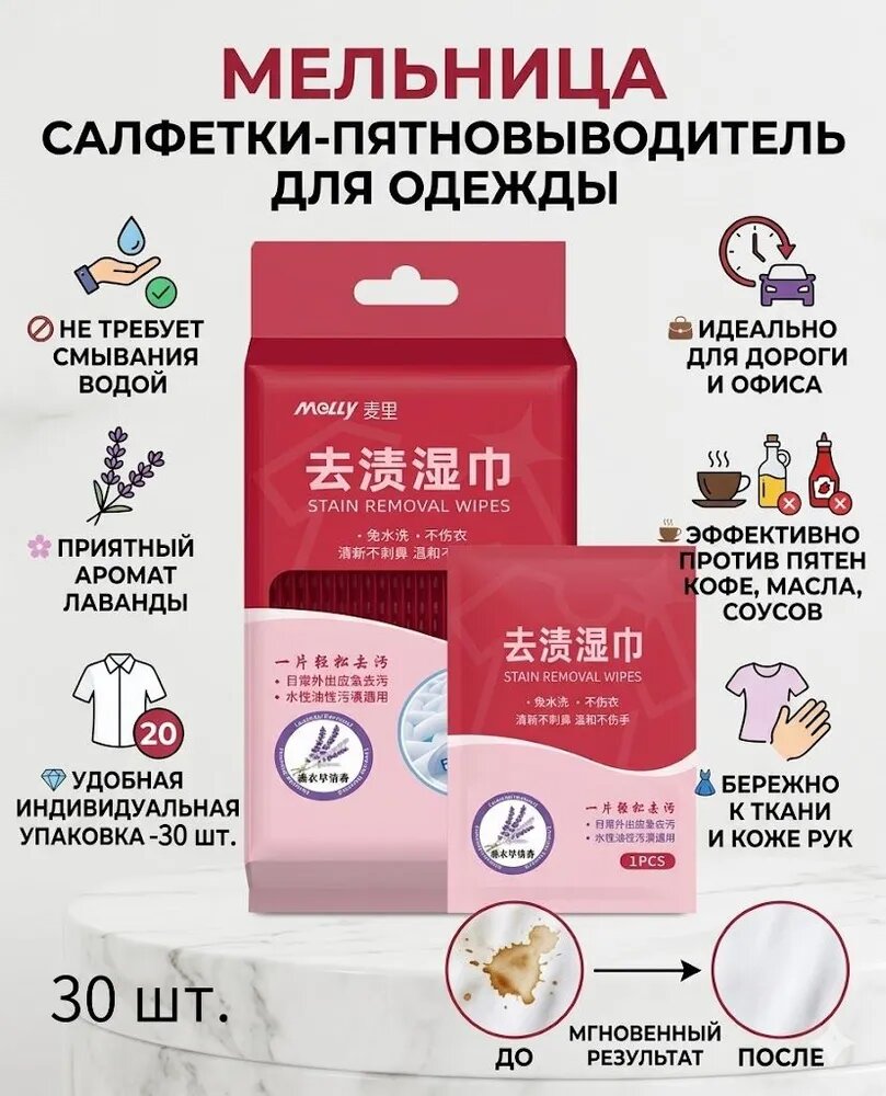 Средство для ухода за одеждой Салфетки влажные для одежды