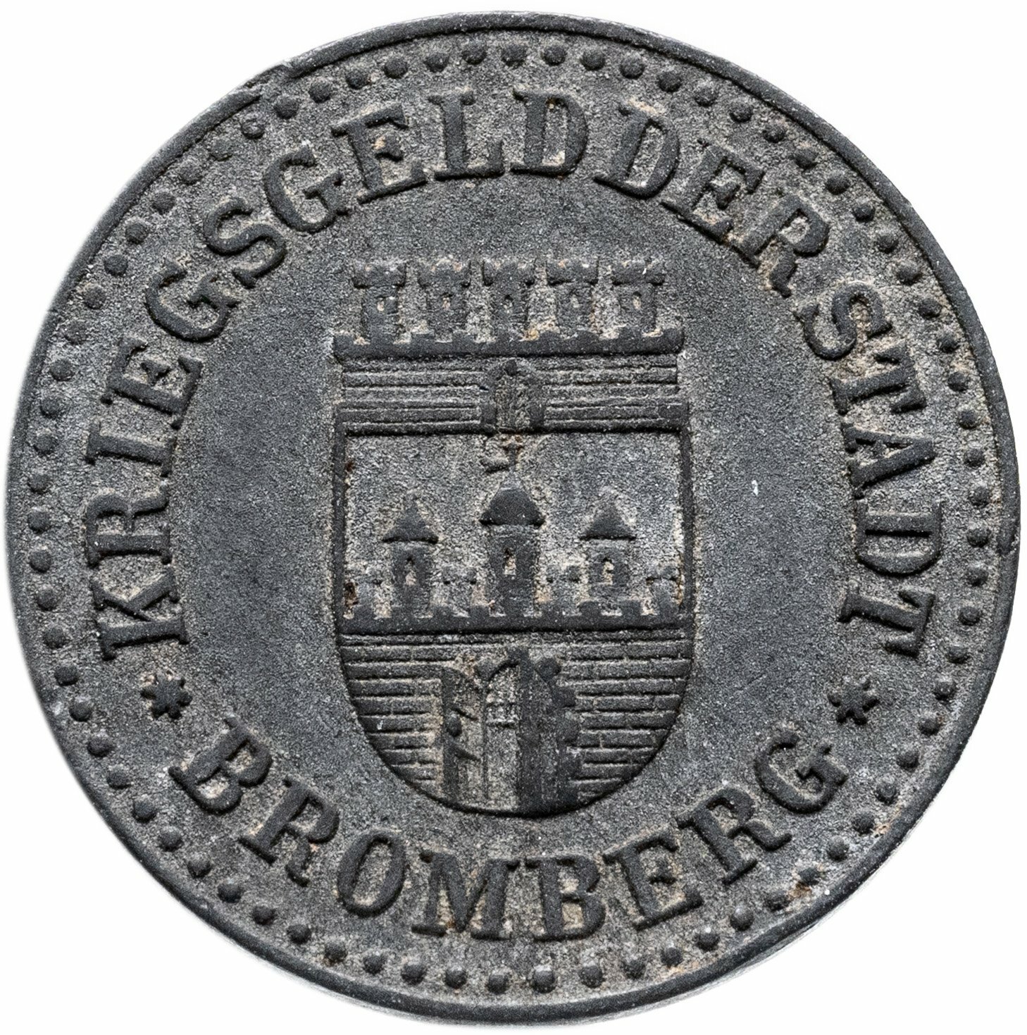 Германия "Бромберг Позен" 10 пфеннигов 1919 нотгельд, Цинк, в сохранности XF