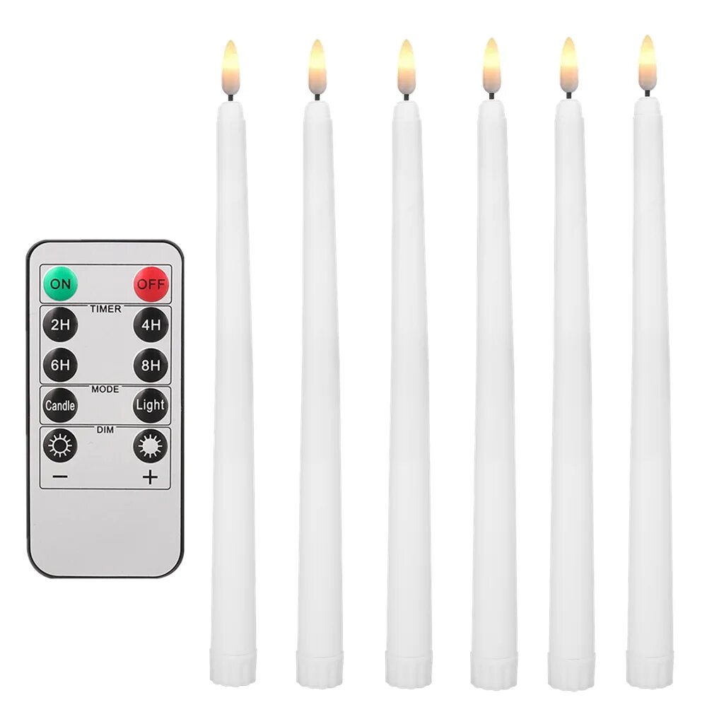 Беспламенные конические свечи LED для дома Белый, 6Pc with Remote2