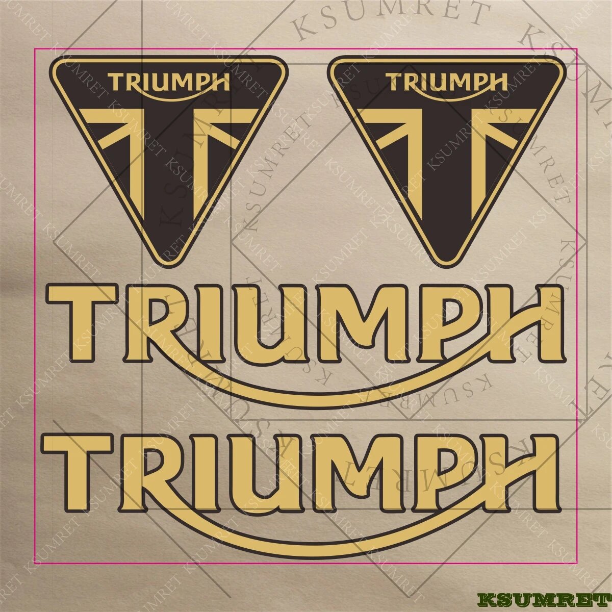 Наклейки для мотоциклов Triumph: светоотражающие наклейки на бак, эмблемы для шлемов, Dumb Gold