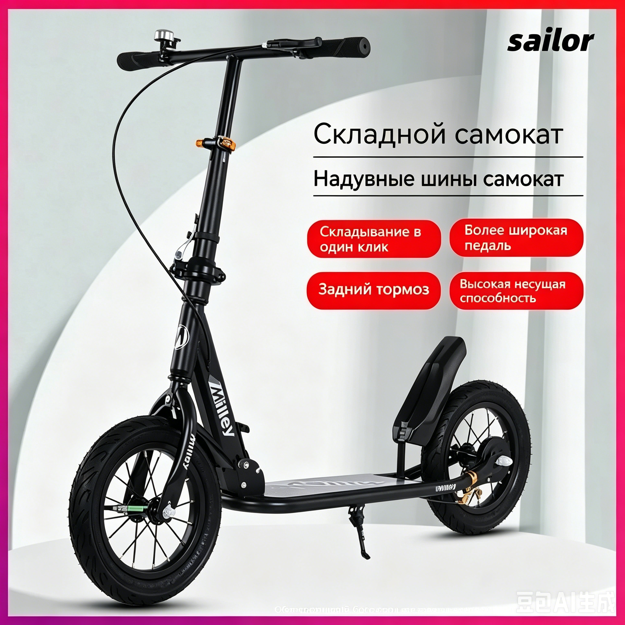 Двухколесный складной самокат с тормозом, неэлектрический, для детей, подростков и взрослых, городской транспорт