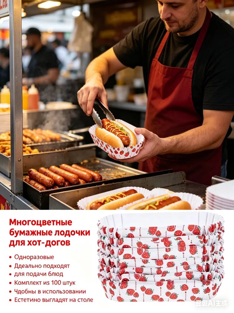 Бумажные формы для выпечки, одноразовые лодочки для хот-догов-набор 100 шт, для подачи блюд и пикника