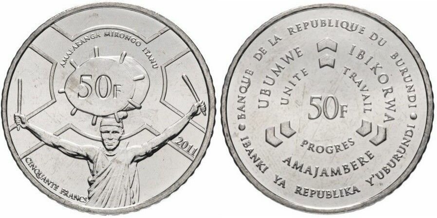 Бурунди 50 франков, 2011 - 2022 Барабан UNC