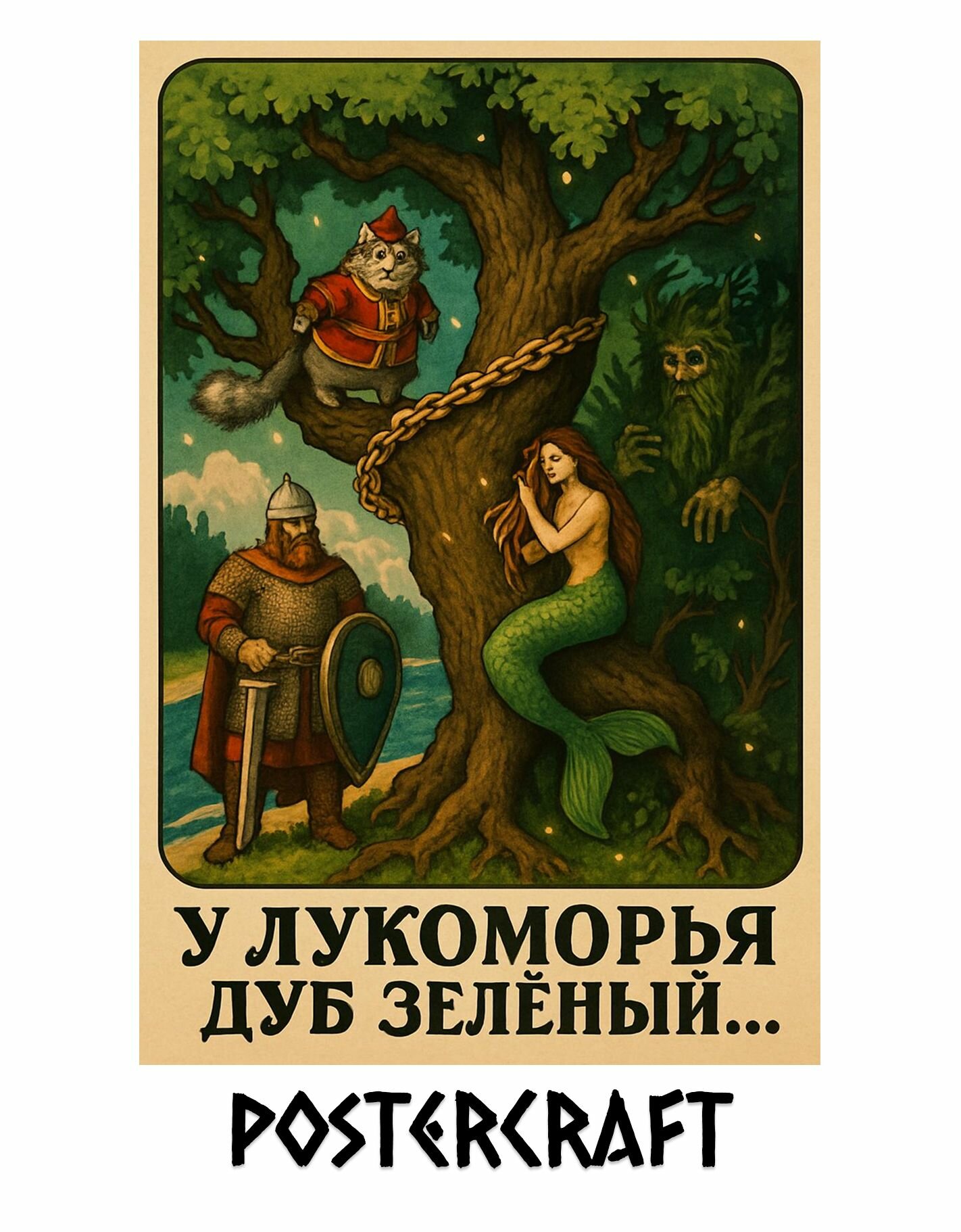 Постер "У лукоморья дуб зелёный." (Пушкин), 29.7х42см, А3, глянцевый