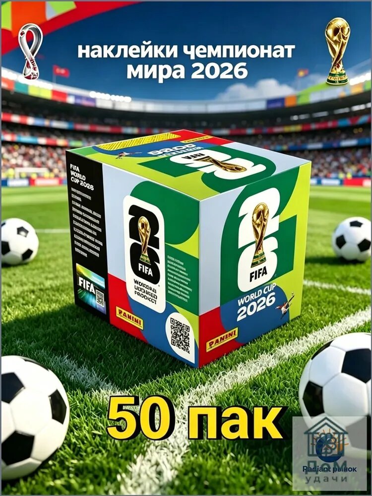 Эксклюзивный набор наклеек Чемпионата мира 2026, 50 упаковок