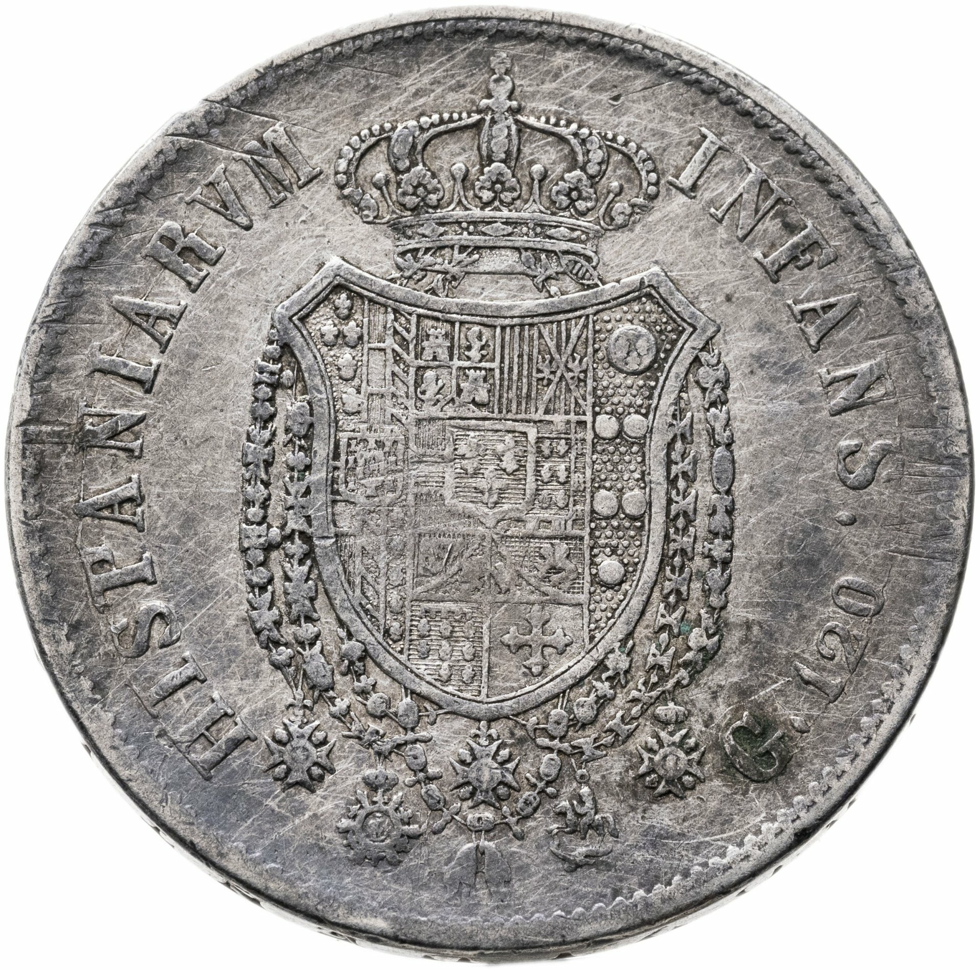 Италия, Королевство обеих Сицилий 120 грано 1818, Серебро 833, в сохранности F-VF