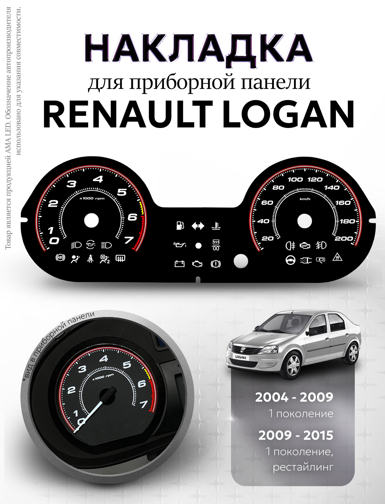 Шкала накладка на приборную панель щиток приборов LADA Largus Renault Logan Sandero Almera G15
