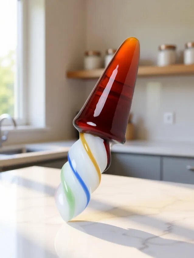 Двусторонний фаллоимитатор Sexus Glass, стекло, коричневый, 16 см