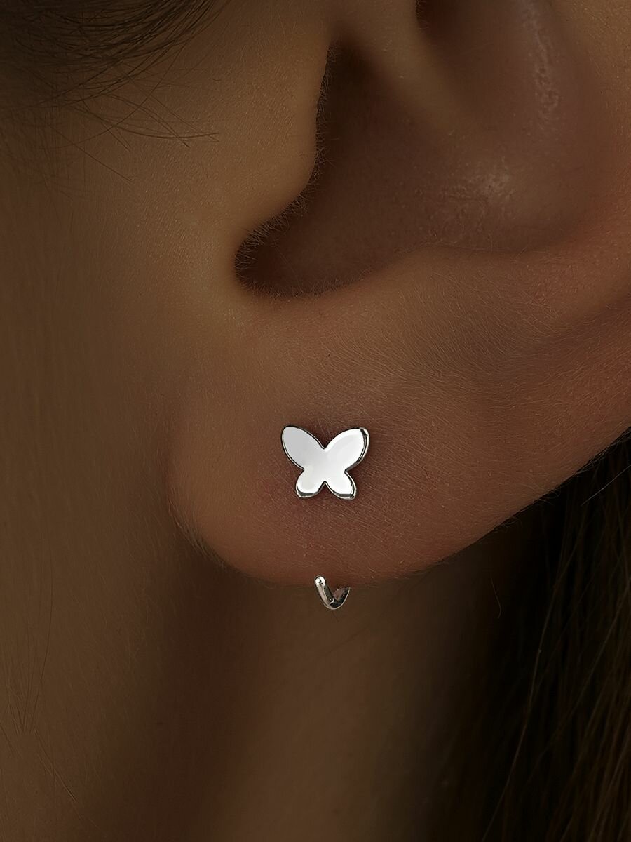 Серьги пусеты, серебро, 925 проба, родирование