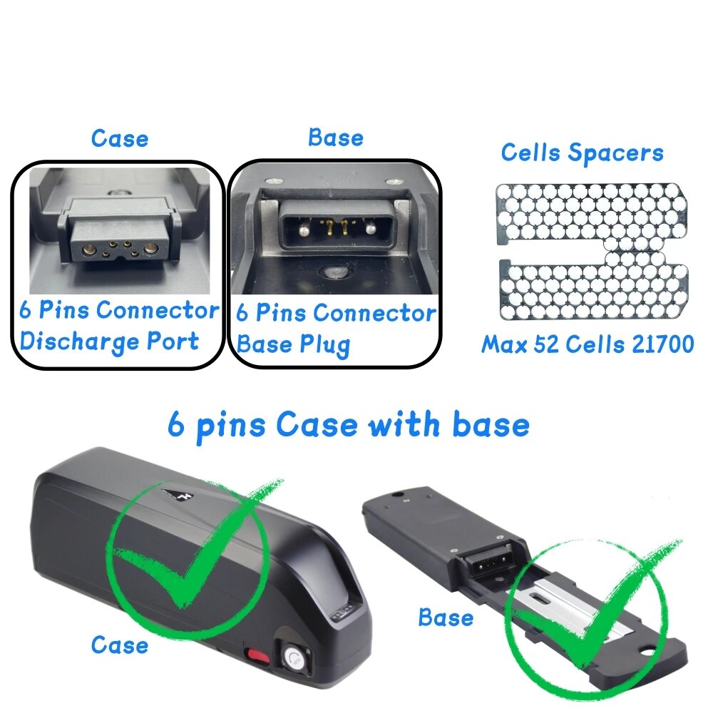 Hailong Max G80 Аккумуляторная коробка для электровелосипеда 36-60В 48V 21700 6Pins Box