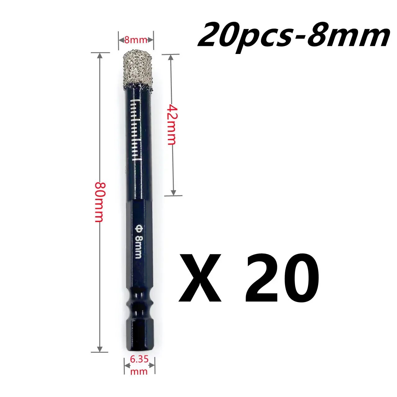 Алмазный сверлильный бур 5-16 мм для сухого сверления 20pcs-8mm