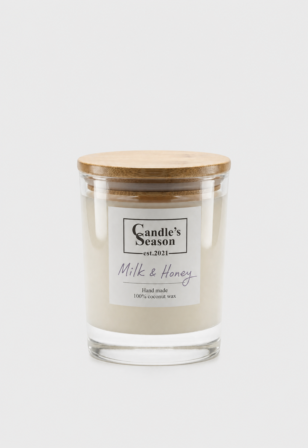 Кокосовая свеча ручной работы "Candle's Season", Milk&Honey с хлопковым фитилем, 250 мл