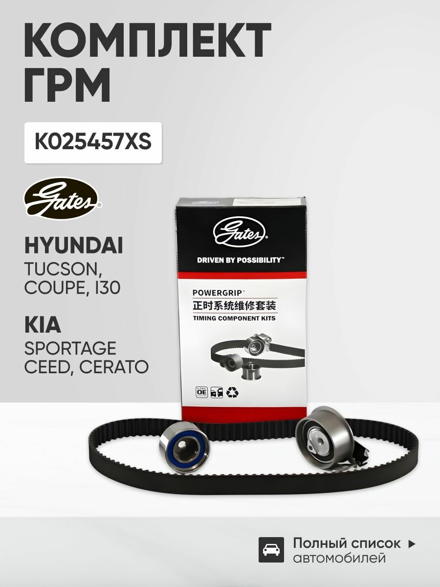 Комплект ГРМ 113/25 Hyundai Tucson, Coupe, i30, Kia Sportage, Ceed, Cerato ; K025457XS