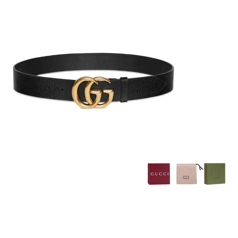 GUCCI GG Marmont Телячья кожа Ремни Мужской Черный Ширина корпуса 4CM 80