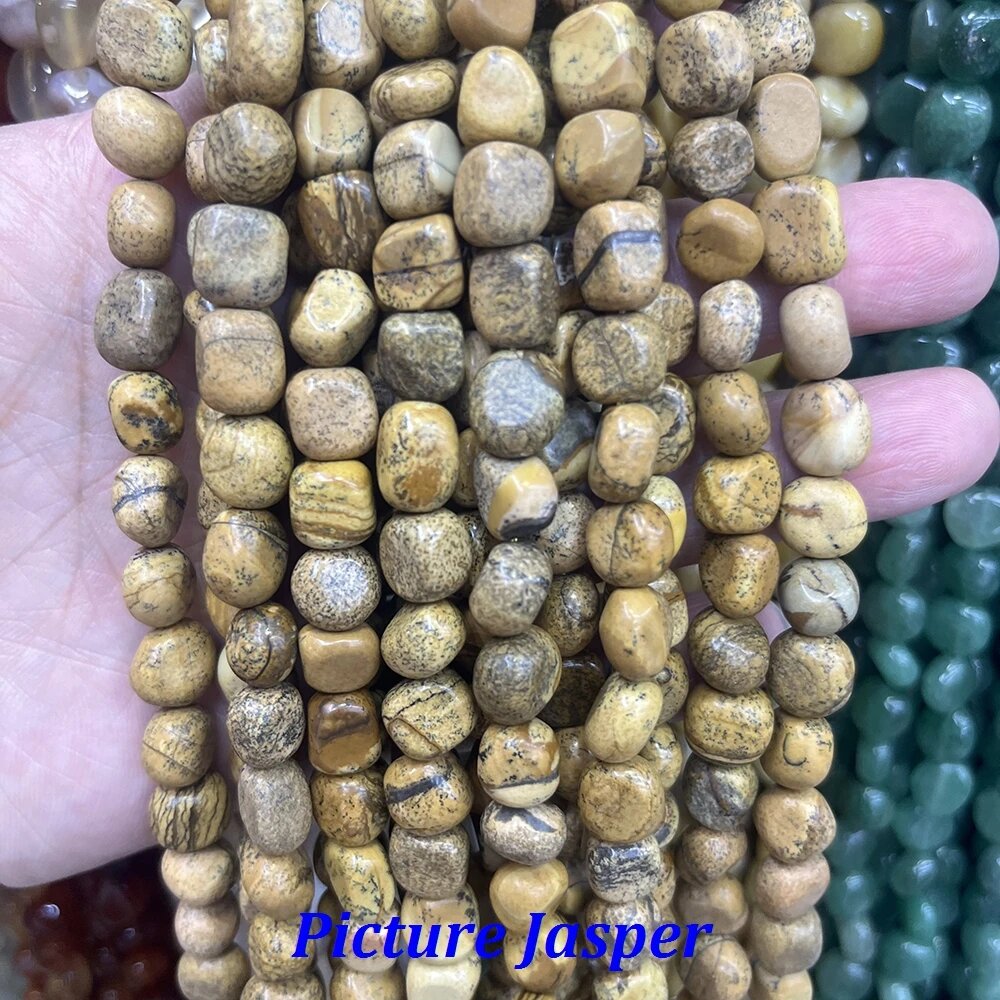 Натуральные каменные бусины агат аметист цитрин кварц 8-10 мм 15IN(about36-40pcs), Picture Jasper