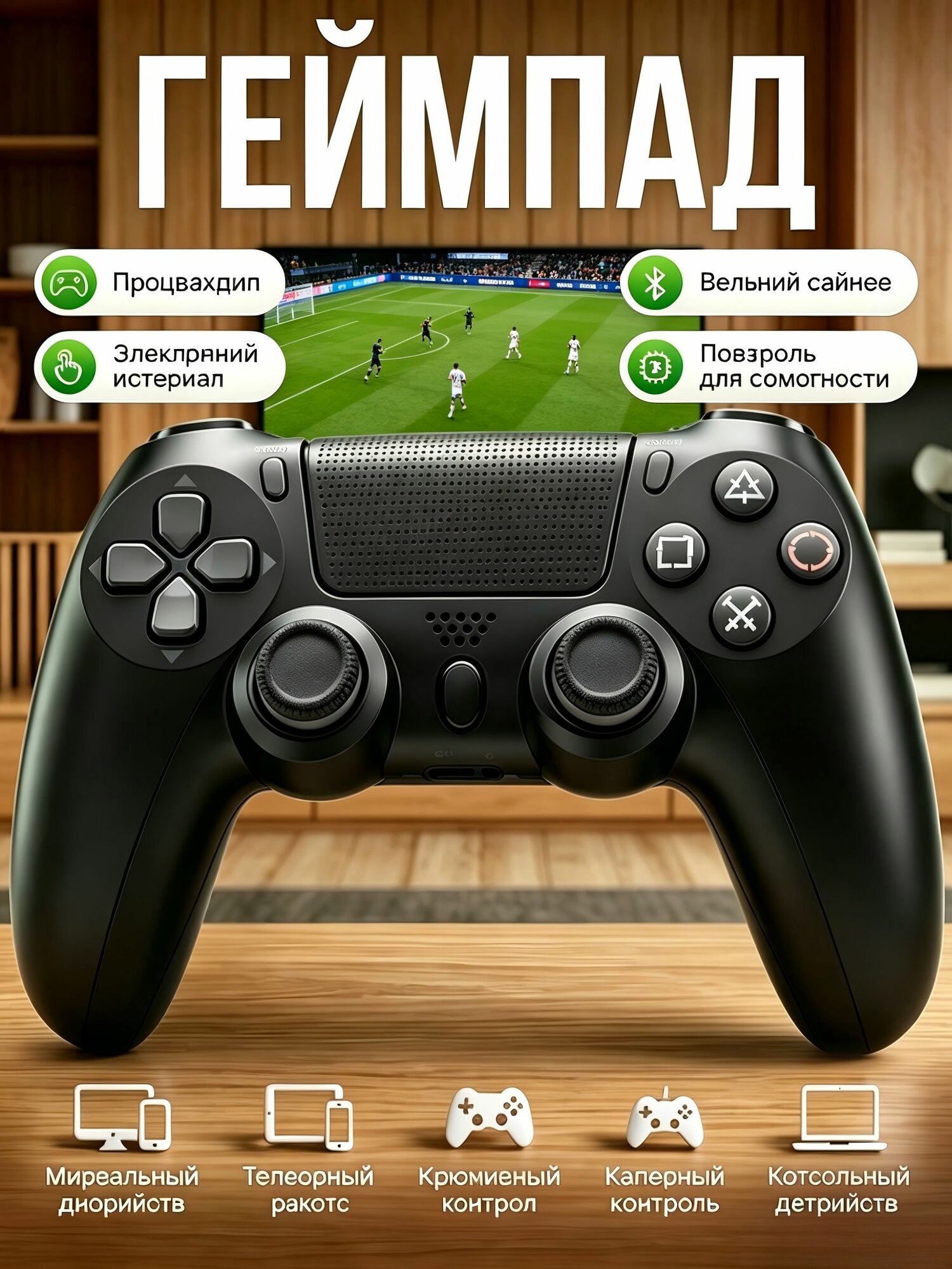 Геймпад беспроводной джойстик для ПК, Android, PS Орбита, черное