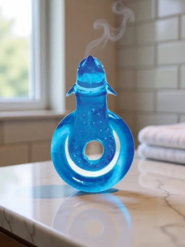 Виброкольцо эрекционное двойное Dolphin голубое — 7 режимов вибрации