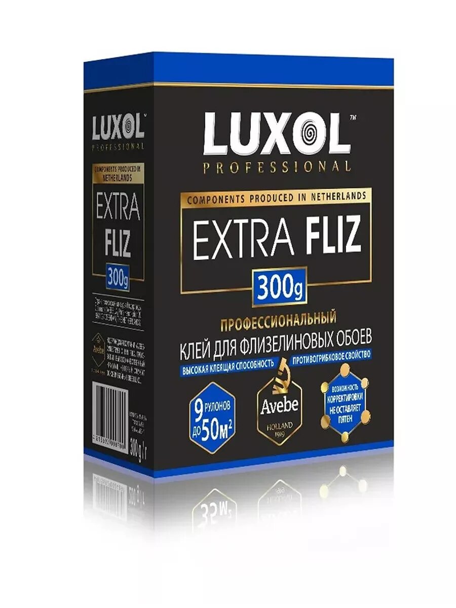 Обойный клей LUXOL EXTRA FLIZ Professional, для флизелиновых обоев, 300 грамм на 7-9 рулонов
