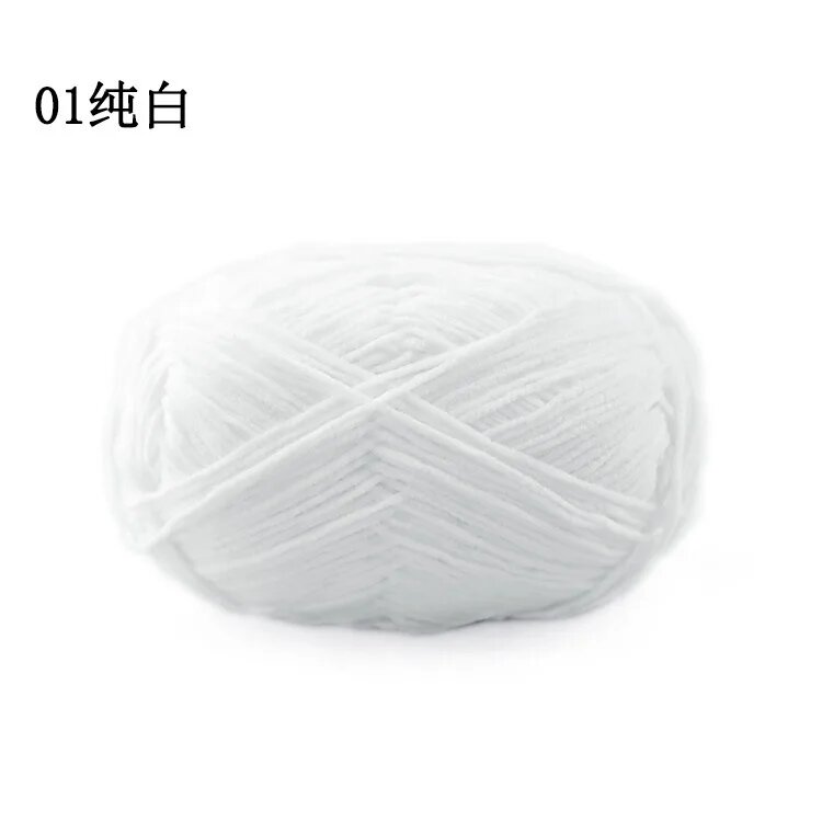 Пряжа Chenille Белый 01, 40г, 145м
