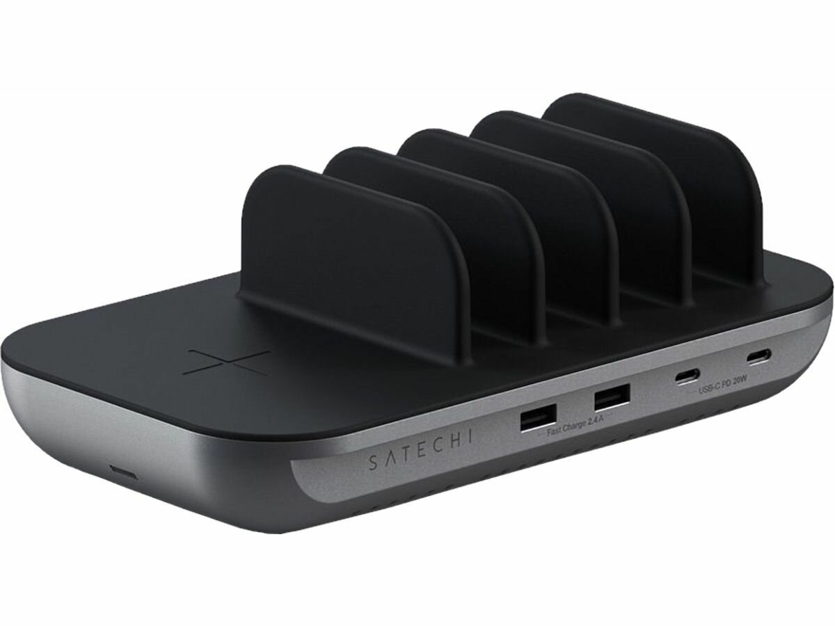 Зарядная станция для мобильных устройств Satechi Dock5 Multi-Device Charging Station with Wireless Charging, до 70Вт, Серый ST-WCS5PM-EU