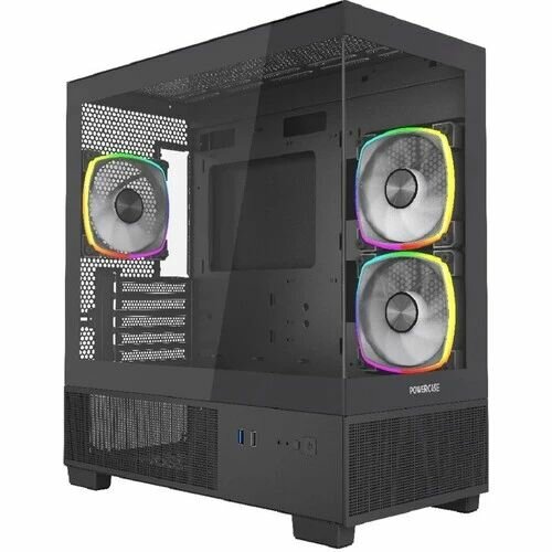 Компьютерный корпус Powercase Vision Micro M3B (CVMMB-A3) черный - Midi Tower, Micro-ATX, USB 3.2 Gen 1 Type-A, USB 3.2 Gen 2 Type-C