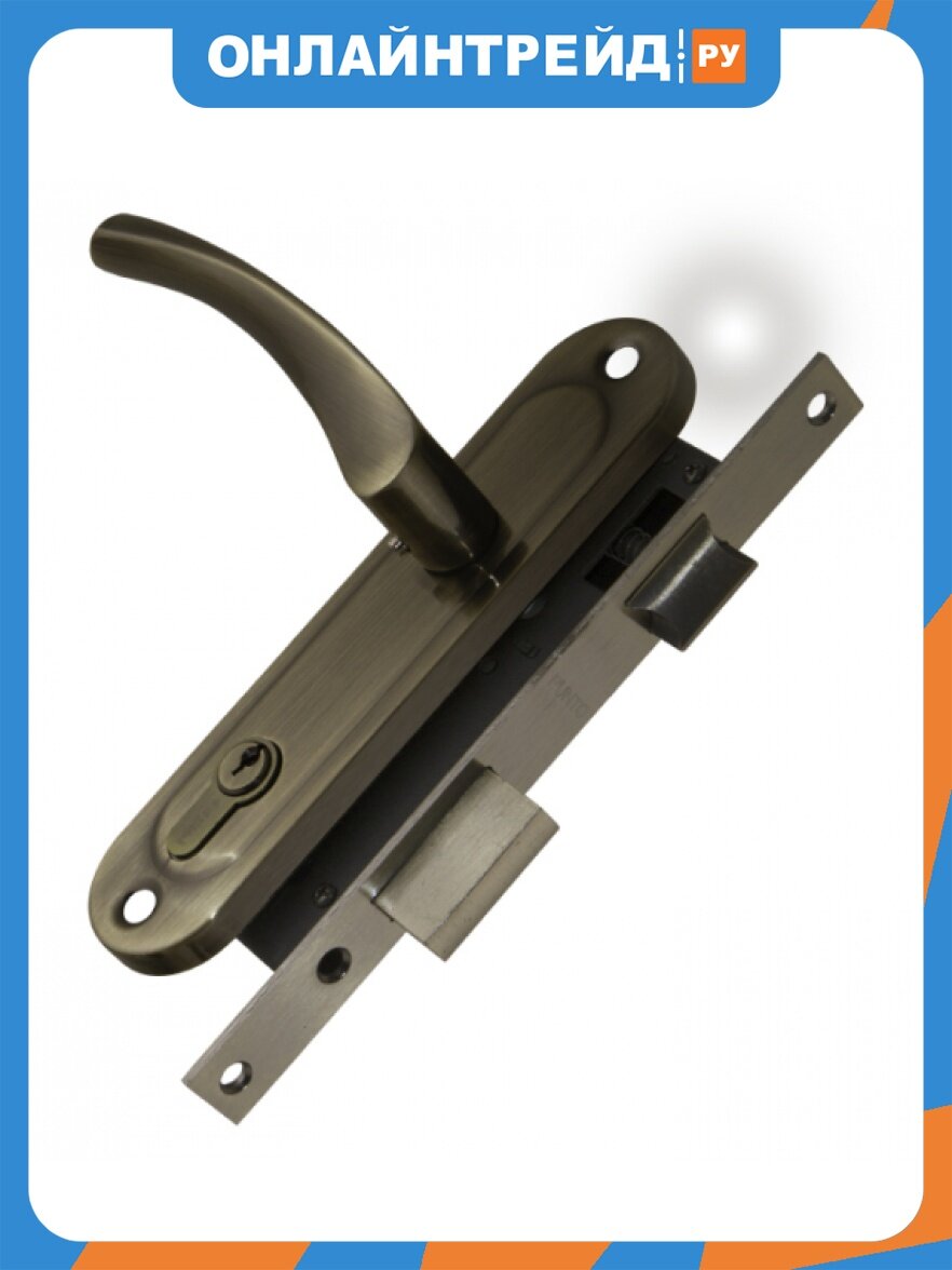 Замок цилиндровый в комплекте с ручкой Punto LOCKSET16. CRONA.4070-1 (KIT P16 4070 CRONA ) AB бронза