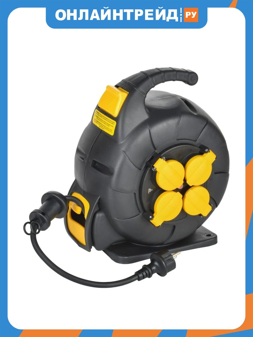 Удлинитель на катушке Iek TWIST 4х10м с заземл. с крышк. автосмотка 16А IP44 КГ 3х1.5кв. мм УК10 2P+PE/10м 4, TW-KP27-16-04-10-44