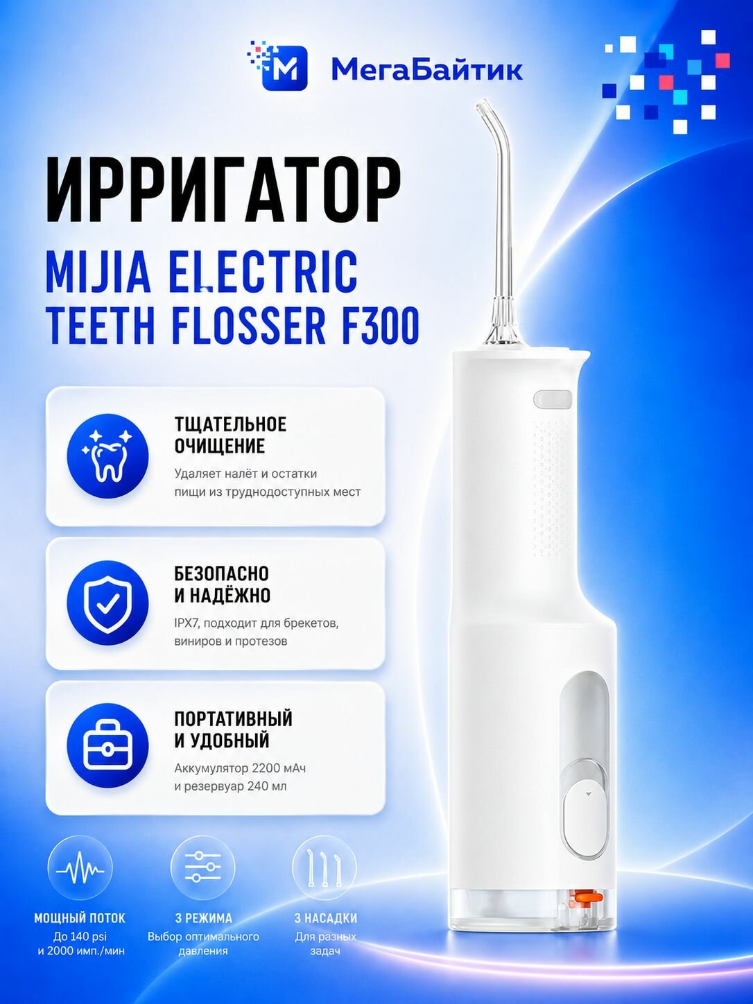 Ирригатор Mijia Electric Teeth Flosser F300