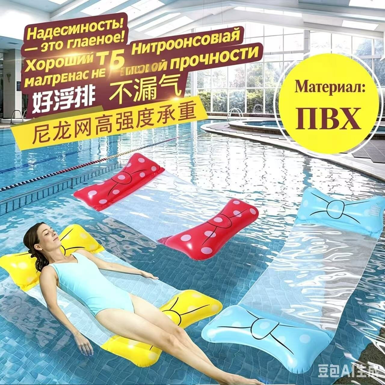 Водный надувной стул желтого цвета, надувной размер 127 * 70 см, не надувной размер 27 * 22 * 2 см