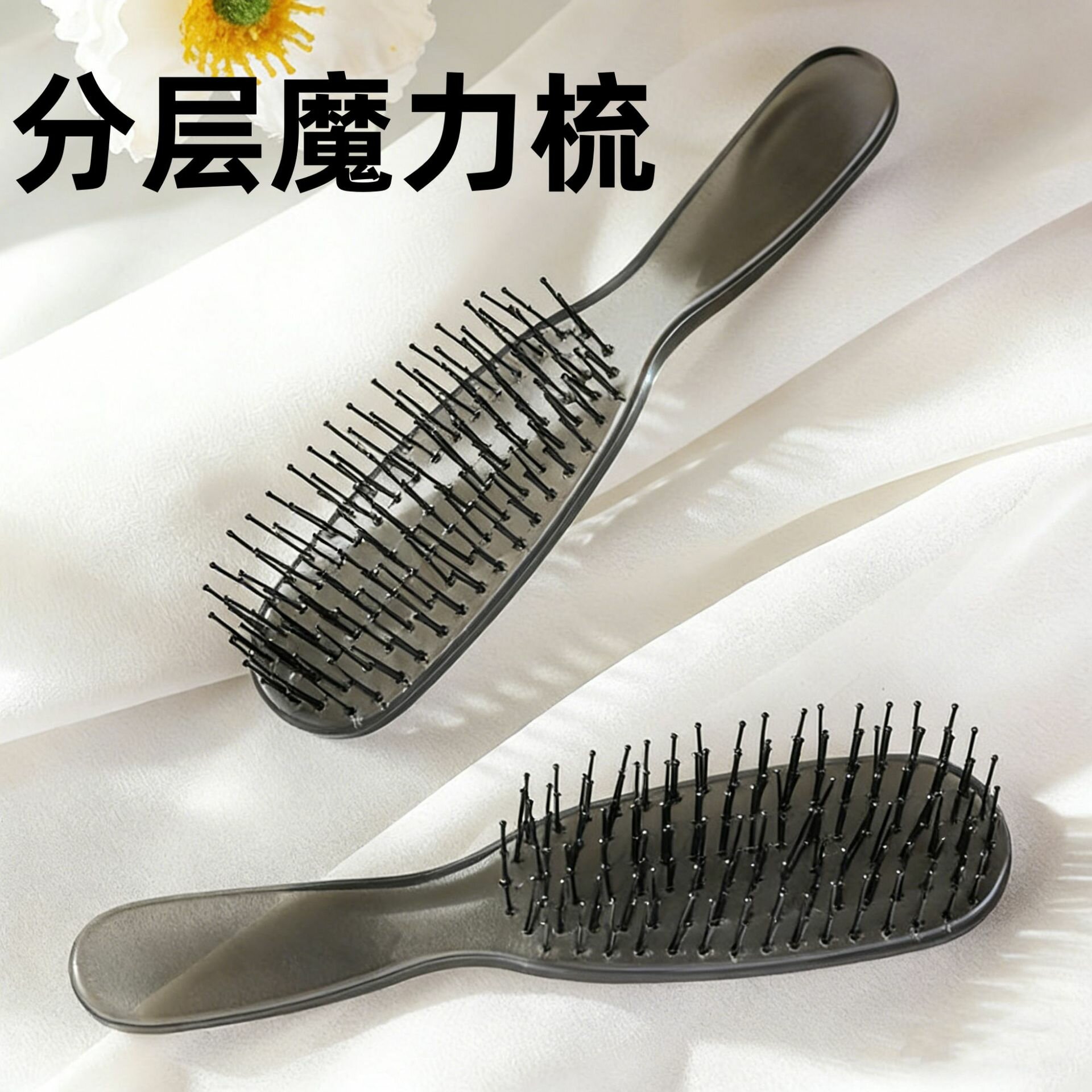 S-Heart-S Многослойная волшебная расческа Scalp Brush Premium удлиненная, полупрозрачный серый цвет