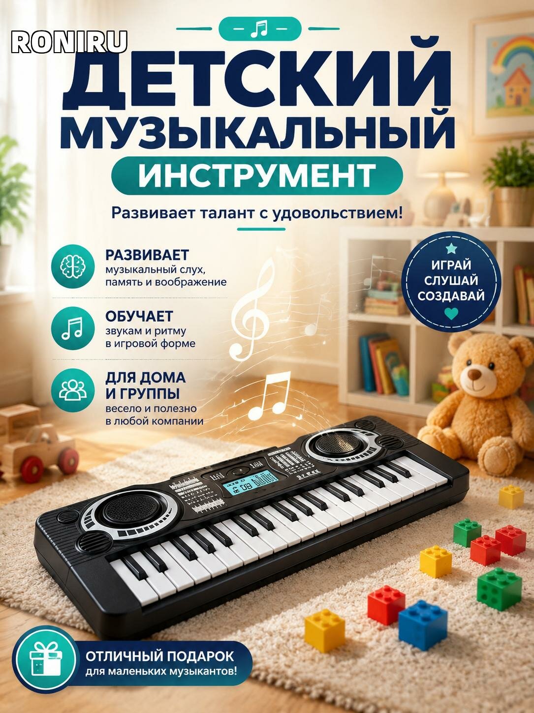 Детский музыкальный инструмент, развивающая игрушка для обучения звуку и ритму, для игры дома и в группе