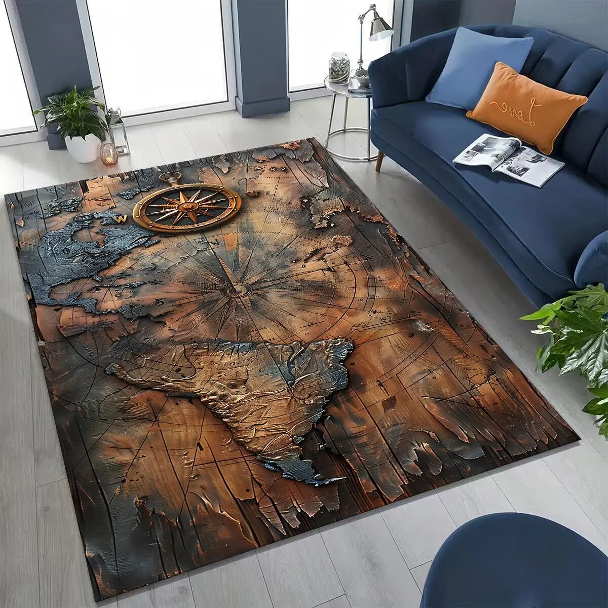 Декоративный ковёр Faviora, ретро морская карта 200x160cm( 78x62in ), 6