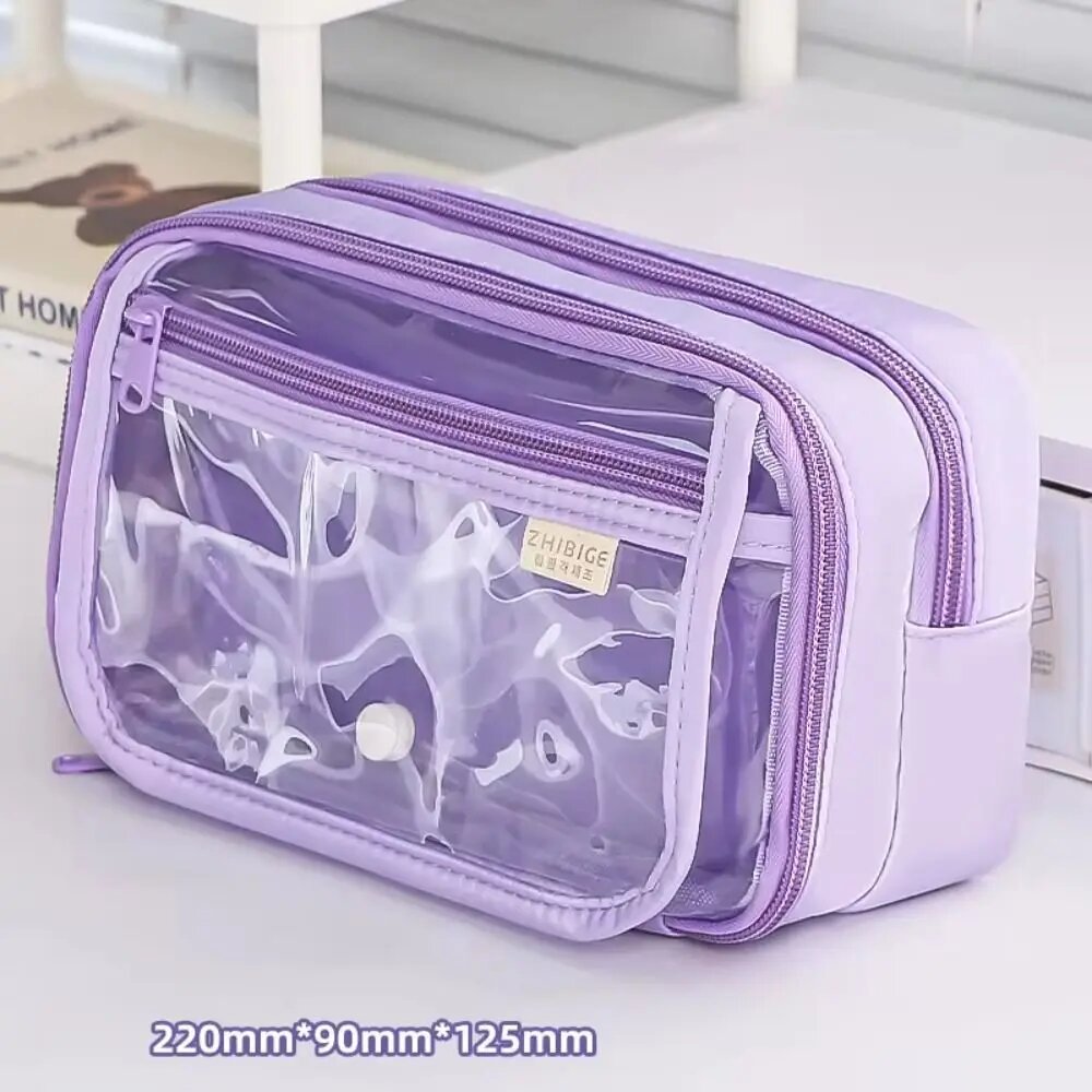 Прозрачный многослойный пенал из ткани ONE SIZE Фиолетовый, Фиолетовый, Purple