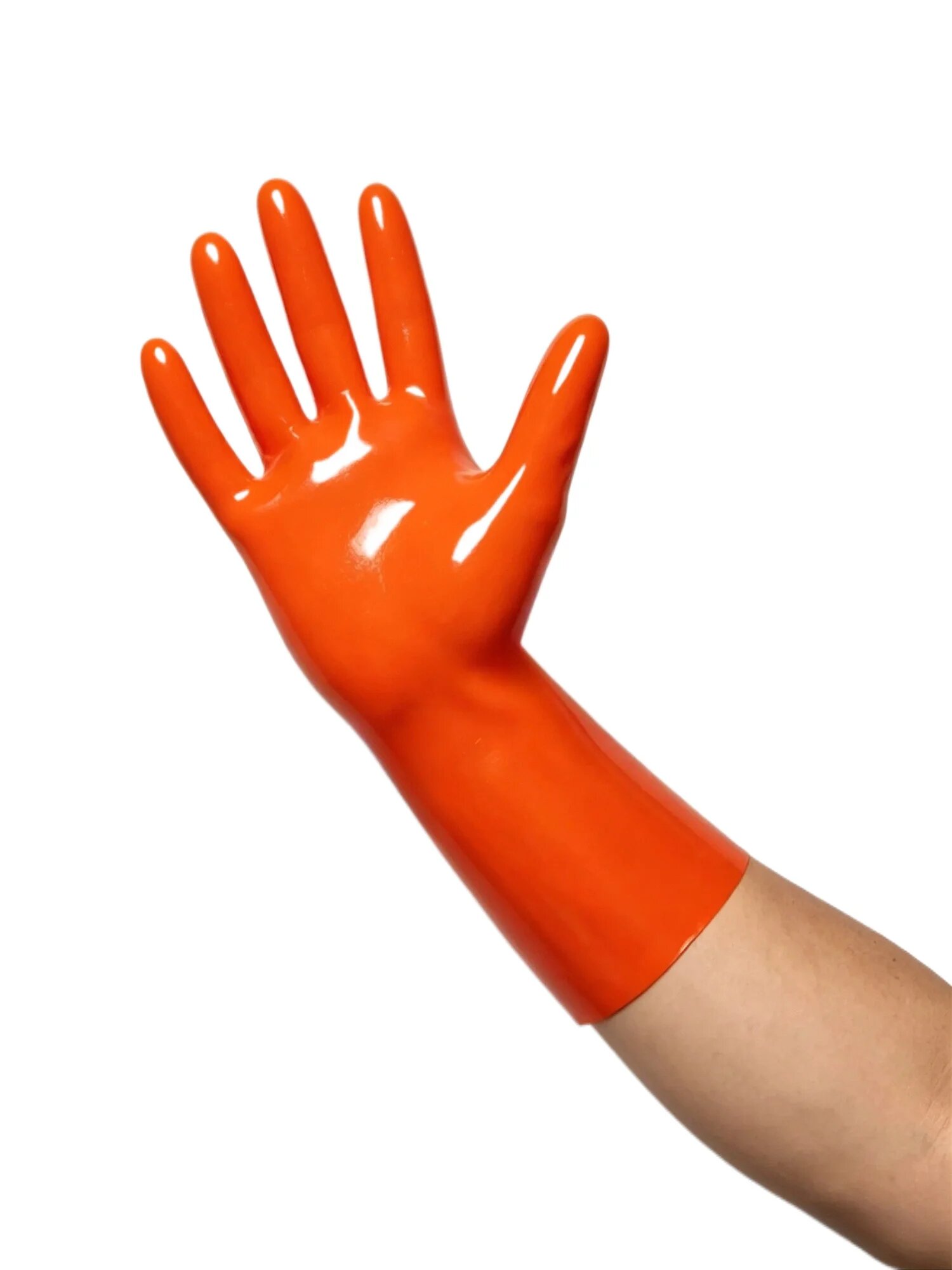 Латексные перчатки оранжевые короткие Оранжевый, M, short orange