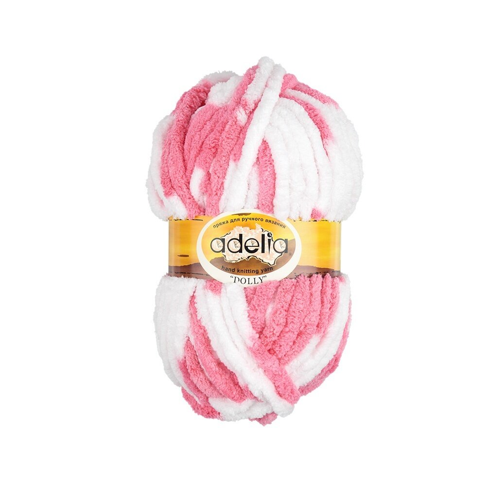 Набор пряжи Adelia Dolly, 100% полиэстер, 5х100 г, 40+/-3 м, №16, бело-розовый
