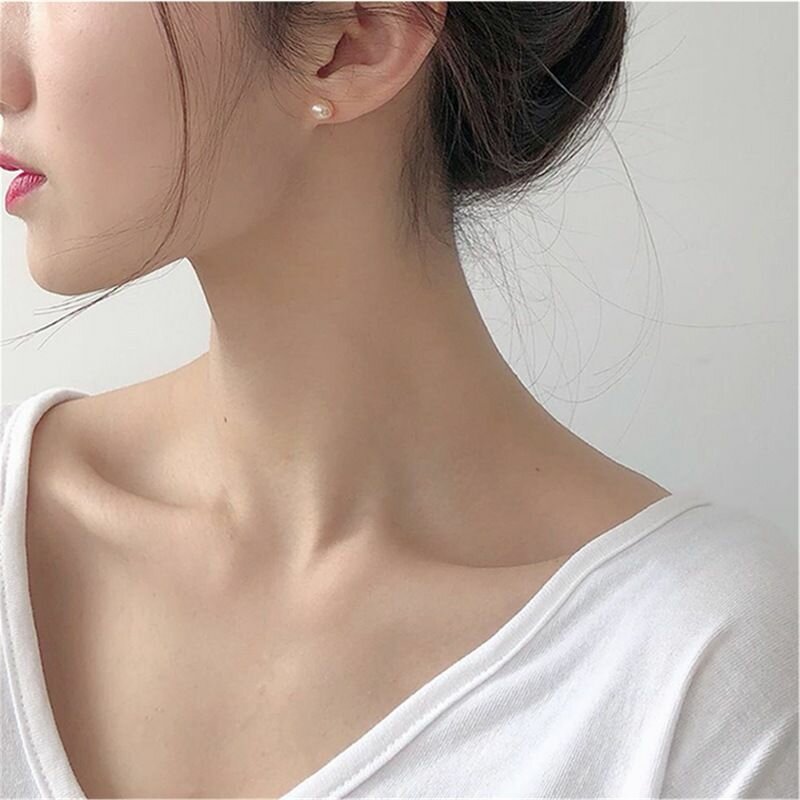 Серьги пусеты, белый — фото 1